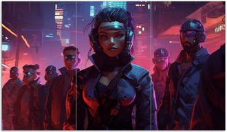 Wallario Herdabdeckplatte/Spritzschutz aus Glas, 3-teilig, 90x52cm mit 13mm hohen Füßen, für Ceran- und Induktionsherde, Nacht der Revolutionäre