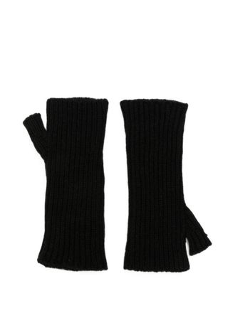 MRZ Fingerless Ribbed Knit Gloves - Black