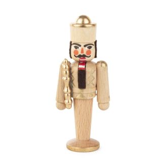 Rudolphs Schatzkiste Mini-Nussknacker K&ouml;nig Natur H&ouml;he 6,5cm NEU Herrscher Anf&uuml;hrer Holzfigur Weihnachtsfigur Miniatur Weihnachten Seiffen Nutcracker N&uuml;sse Erzgebirge Wint