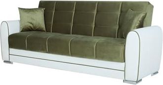 Dmora Schlafsofa 3-Sitzer Luis 220x84 cm Weiß, Stauraum