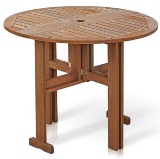 Furinno Patio Furniture Tioman Hardwood Table Ronde Ext&eacute;rieure Tiat Gateleg, Naturel, One Size