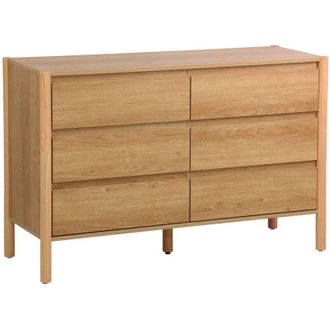 Sweeek Commode décor bois 6 tiroirs 120cm naturel - 120 x 42 x 78.5 cm - Harmony