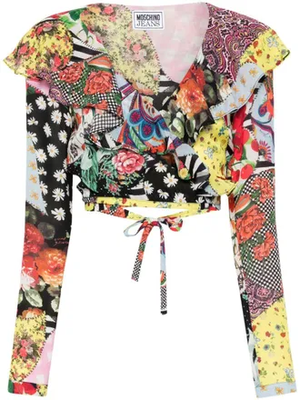 Moschino haut &agrave; motif abstrait - Jaune