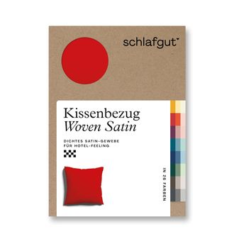 Schlafgut Woven Satin Kissenbezug 40x40 cm Red Deep Uni in Premium Hotelqualität, Kopfkissenbezug einzeln mit 100% weicher Baumwolle