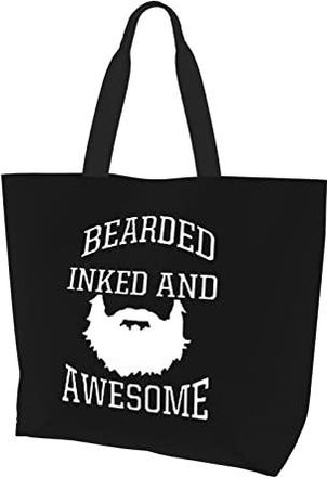 AOOEDM Sac &agrave; provisions r&eacute;utilisable fourre-tout en toile pour dames encr&eacute;es et impressionnantes barbu