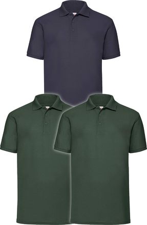 Fruit Of The Loom Herren Polohemd (3er Pack), Gr&ouml;&szlig;e:3XL, Farbe:2falschengr&uuml;n1deepnavy