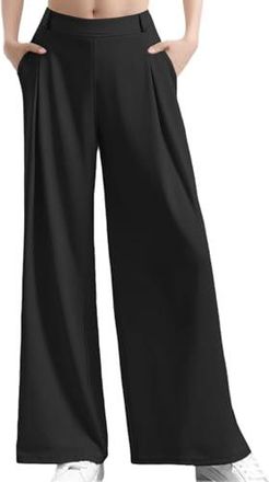Generic Pantalon Femme Grande Taille- Pantalon De Travail Palazzo Chic Et Elegaant Couleur Unie Taille Haute Droit Pants Automne Hiver D&eacute;contract&eacute; Ample Polyv