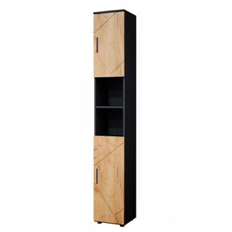 Vicco Badschrank Goldkraft Eiche/Anthrazit Irma 30x192x30 cm - W&auml;scheschrank, Viel Stauraum von Oben bis unten - ideal f&uuml;r Handt&uuml;cher & Pflegeprodukte