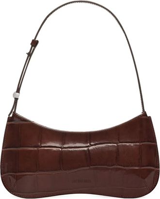 Jacquemus sac porté épaule Le Bisou à effet peau de crocodile - Marron