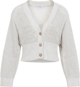 Brunello Cucinelli Femme, Pulls, Beige, Taille: 36 FR Cotton Cardigan