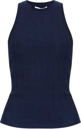 Victoria Beckham haut en maille nervur&eacute;e - Bleu