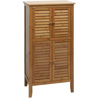 Mendler Mendler - Armoire de salle de bain HWC-B18 - &eacute;tag&egrave;re commode - 4 portes bambou 100x50x30cm