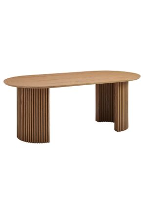 MID.YOU Mid.you Esstisch, Eiche, Holz, Holzwerkstoff, Weide, furniert, oval, Sockel, 200x75x100 cm, Esszimmer, Tische, Esstische, Esstische oval