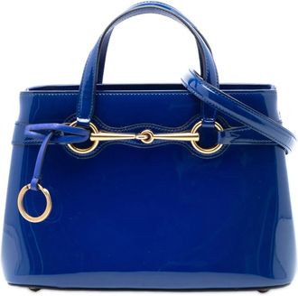 Gucci Hobo Bags - Patent Bright Bit Satchel - Gr. unisize - in Blau - f&uuml;r Damen