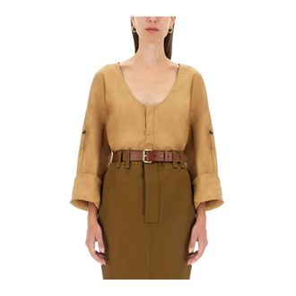 Saint Laurent Damen, Blusen & Hemden, Beige, SGr&ouml;&szlig;e