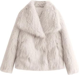 Generic 2026 Vestes dhiver pour femmes Faux manteau &agrave; manches longues Revers Shaggy Veste pardessus, Wh1., XS