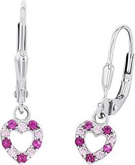 Prinzessin Lillifee Boucles doreilles en argent 925 Sterling pour enfants, avec zirconium synthétisé, 2,1 cm, argent, coeur, Livré dans une boîte cadeau, 9082650
