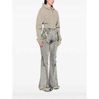 Rick Owens Hooded Cotton-Blend Cropped Jacket - Gray