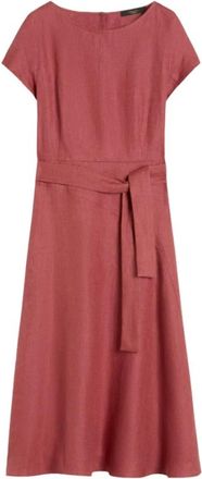Max Mara Femme, Robes, Rouge, Taille: 36 FR Wkdesordio Robe Midi en Toile de Lin
