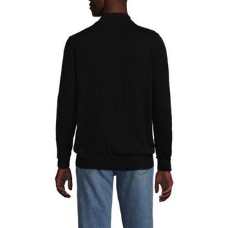Lands End Merino-Cardigan mit Rei&szlig;verschluss, Herren, Gr&ouml;&szlig;e:56-58 regular, Schwarz, Wolle, by Lands End