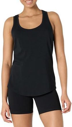 Amazon Essentials Débardeur de Yoga Léger à Encolure Dégagée et Dos Nageur, en Coton Doux Adapté aux Activités Physiques, Coupe Décontractée Femme, Noir, XXL