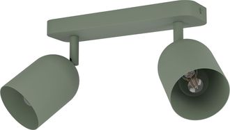 Eglo Deckenlampe 2-flammig Tilston, Deckenstrahler Wohnzimmer, Spot Deckenleuchte aus Stahl in Dunkelgr&uuml;n, E14 Fassung