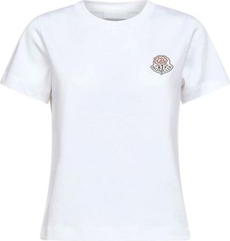 Moncler Femme, Tops, Blanc, Taille: 36 FR Logo Cotton T-Shirt
