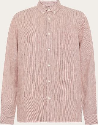 Knowledge Cotton Apparel Herren vegan Shirt Stripe Burnt Brick