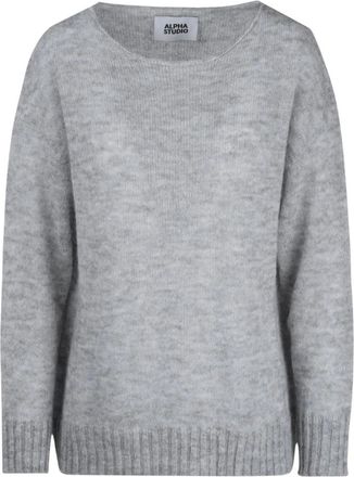 Alpha Studio Rundhals-Strickware - - Knitwear - Damen - Grau - M