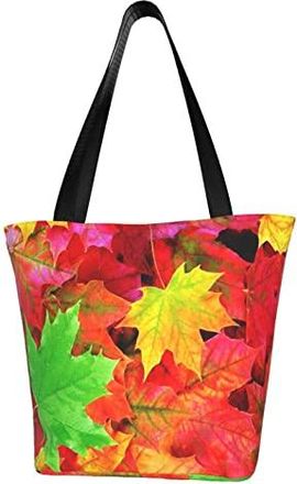 AOOEDM Sac fourre-tout Feuilles dautomne color&eacute;es Sacs &agrave; provisions Petit sac de march&eacute; r&eacute;utilisable Sacs fourre-tout de plage Sacs de voyage