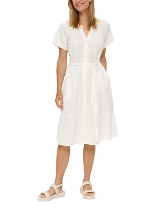 s.Oliver Baumwollkleid mit Raffung und Eingrifftaschen