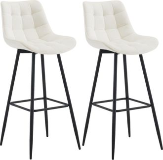 Clp 2er Set Barhocker Dartford I Gepolsterter Barstuhl I Metall-Gestell, Farbe:Creme, Material:Samt