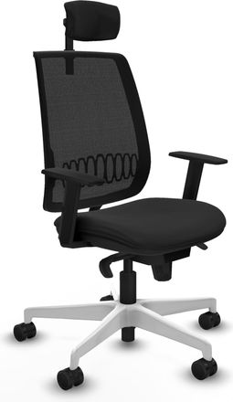 Piqueras y Crespo Alares B&uuml;rostuhl mit 1D-Armlehnen, h&ouml;henverstellbarer Lendenwirbelst&uuml;tze und h&ouml;henverstellbarem Kopfteil, 5 Positionen, Schwarz / Schwarz