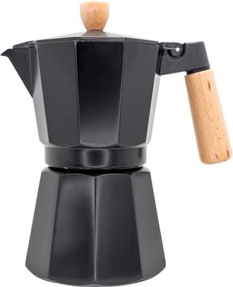 Nerthus Kitchenware FIH 1252 Cafeti&egrave;re italienne &agrave; induction 6 tasses Design Noir Bois