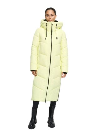 Marikoo Damen Winterjacke Wintermantel Parka lange Winter Stepp Jacke B979 [B979-Nadar-Pastel-Yellow-Gr.M]