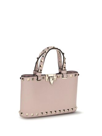 Valentino Garavani Womens Rockstud Shopping Mini Handbag Rose Quartz Calf Leather Bos Taurus Handbags Hand Bags