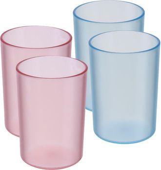 Angoily 4 St&uuml;ck Badezimmerbecher aus Transparentem Kunststoff Wiederverwendbare Mundsp&uuml;l und Zahnb&uuml;rstenhalter Mittelgro&szlig;e Trinkbecher f&uuml;r Paare Bpa Frei Prak