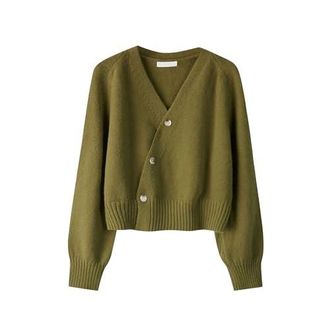 Generic Cardigan dhiver en tricot &agrave; manches longues pour femme avec boutons et col en V, Vert, taille unique