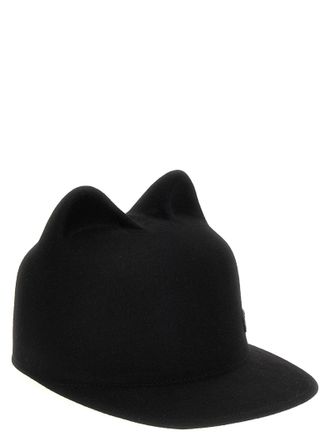 Maison Michel Womens Black Rabbit Fur Cap (baseball Hat)