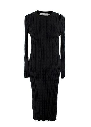 Proenza Schouler Black Ribbed Cut Out Bodycon Dress Size M