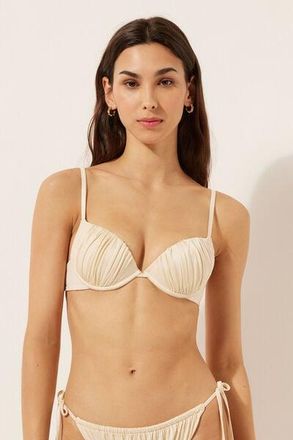 Calzedonia Push-up-bikinioberteil Shiny Satin Hautfarben