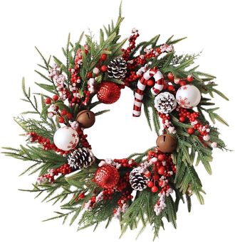 Generico Weihnachtskranz f&uuml;r T&uuml;r, k&uuml;nstliche Winterdekoration f&uuml;r Partys, Winterkr&auml;nze f&uuml;r Au&szlig;ent&uuml;ren, f&uuml;r Wand, Fenster, Kamin im Innen- und Au&szlig;enbereich