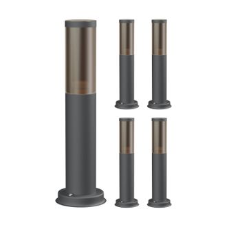LEDs Com 5 St&uuml;ck Wegelicht/Pollerleuchte/Gartenleuchte PORU f&uuml;r au&szlig;en, Rauchoptik, IP44, 38,5 cm, anthrazit, 1x E27 max. 40W