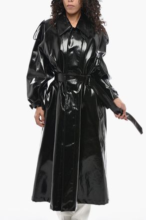 Saint Laurent Trenchcoat aus beschichtetem Baumwollstoff mit G&uuml;rtel Saint Laurent