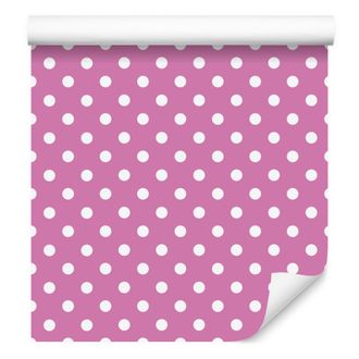 OEM Carta Da Parati A Pois Viola E Rosa Cipria, Sfondo Rosa Cipria 50x1000 Cm