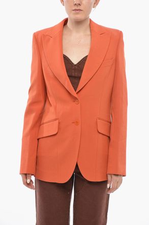Stella McCartney Einfarbiger Blazer Aus Wollmischung Mit Spitzenrevers Stella McCartney