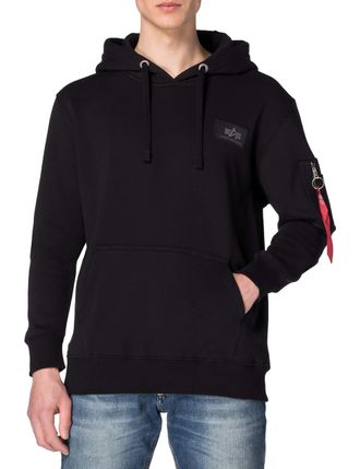 Alpha Industries Herren Back Print Hoody Foil Kapuzenpullover, Black/Chrome, XL