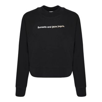 Palm Angels Logo-Print Baumwollpullover - - Sweatshirts & Hoodies - Damen - Schwarzk - M