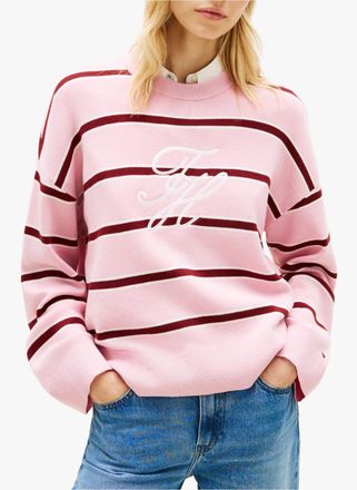 Tommy Hilfiger Pull logo &agrave; rayures en coton