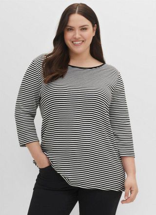 Sheego T-Shirt Ringelshirt. aus Rippware mit garngefärbten Ringeln